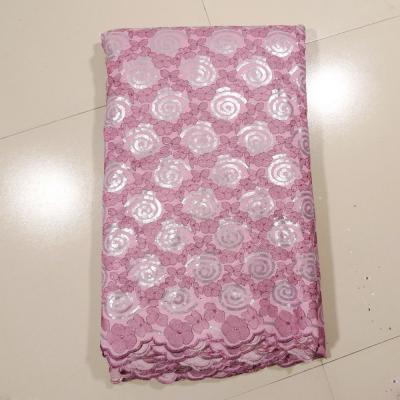 China Pink Sequin Lace Fabric For Party Dress , Ladies Clothing for sale