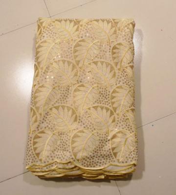 China Peach Beige Sequin Lace Fabric , Ladies Garment for sale