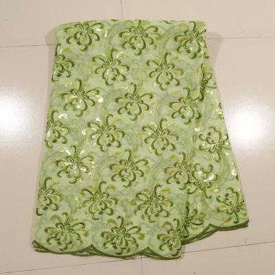 中国 婚礼衣裳のアフリカの刺繍のレースの生地、緑の水 販売のため