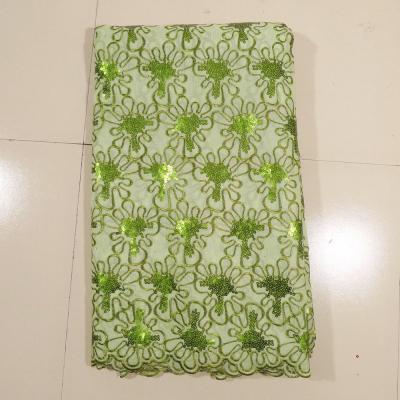 中国 緑アフリカの刺繍のレースの生地、パーティー向きのドレス 販売のため