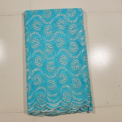 中国 青いグランデ Toilette のアフリカの刺繍のレースの生地 販売のため