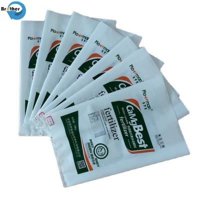 中国 Recyclable 25kg PE White Gravure Printing Fertilizer FFS Heavy Duty Plastic Accept Agriculture Heat Seal Side Gusset Bag 販売のため