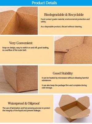 Cina Disposable Paper Takeaway Box Biodegradable Printed Kraft Lunch Box For Fast Food Packaging Food Container in vendita