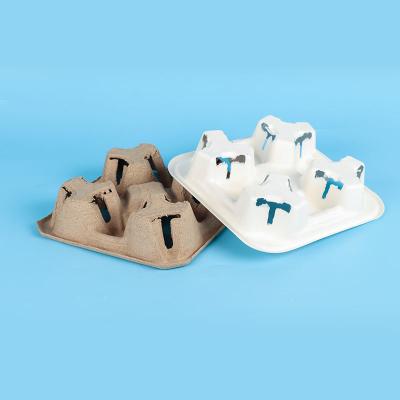 Cina Compostable Bagasse Paper Pulp Disposable Coffee Cup Carrier Holder in vendita