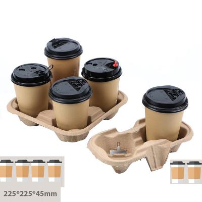 Cina Disposable Cup Holder for Hot or Cold Drinks 2cups 4 Cups Drink Carrier with Handle Kraft Paperboard Coffee Cup Holder in vendita