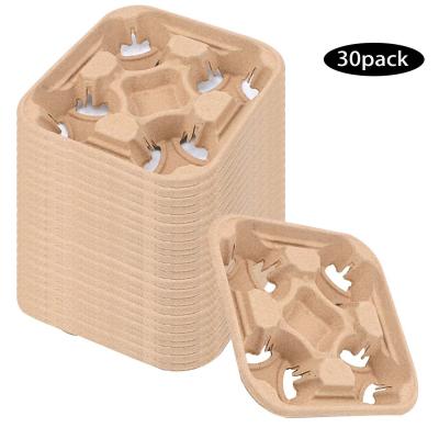 Cina Disposable Cup Holder for Hot or Cold Drinks 2cups 4 Cups Drink Carrier with Handle Kraft Paperboard Coffee Cup Holder in vendita