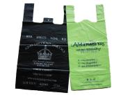 中国 印刷されたHDPE/LDPE/LLDPEの型抜きされたハンドルが付いているプラスチック買い物袋 販売のため