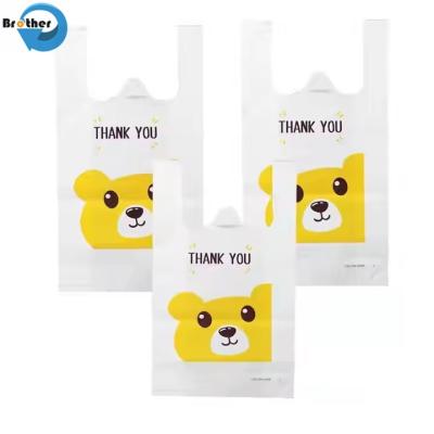 China Durable Printed Logo Design LDPE HDPE Custom Thank You Plastic Shopping Bags Vest Handle Carrier Grocery Bags Plastic Bags for sale