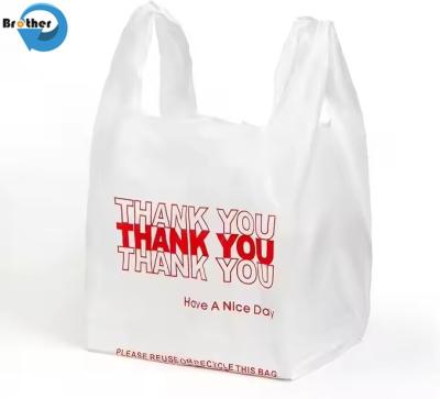 China High Quality Supermarket Plastic Vest Handle Bag Manufactures Thank You Plastic Bags with Logo for sale