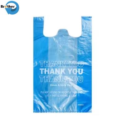 China Supermarket Grocery Plastic T-Shirt Bag Printed Customizable Thank You Bags for Small Business for sale