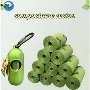 China Manufacturer Wholesale Box Packed Green Bone Shape Pet Waste Bags Dog Poop Bag with Dispenser for sale