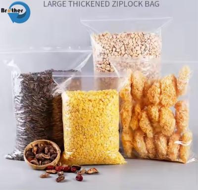 China OEM Logo Transparent Big Size Plastic Snack Food Packaging PE Zipper Bag for sale