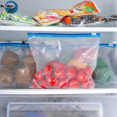 China Custom Size Food Grade Resealable Slider Bag Freezer Ziplock Fresh Food Packaging Bag for sale