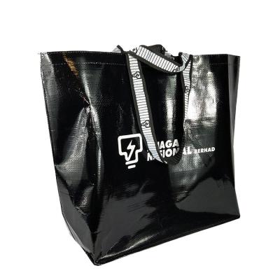 Cina Bolsas ecologicasl custom logo bopp laminated recycled pp woven shopping tote bag with round bottom in vendita