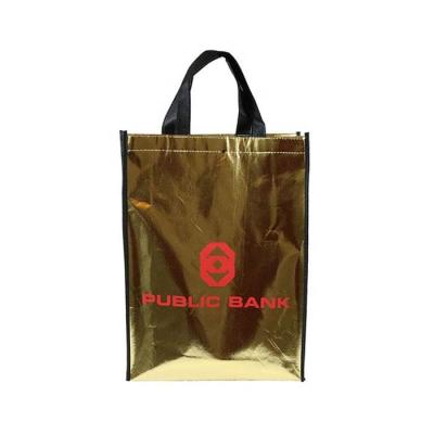Cina Custom Printing Metallic Lamination PP Woven Reusable Tote Shopping Bags with Inner Insulation in vendita