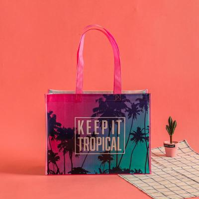 Cina Foldable Recyclable Plastic Printed Tote Carry Handle Plastic Shopping Bag in vendita