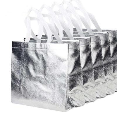 China Full Printing Cross Stitched PP Woven Shopping Bag with Mesh Pocket for sale