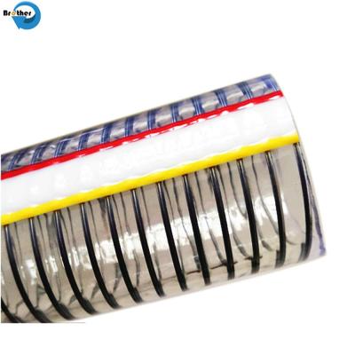 China Flexible Clear PVC Spring Spiral Steel Wire Reinforced Water Fuel Suction Discharge Conduit Pipe Hose en venta