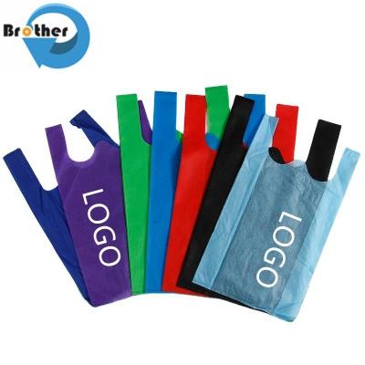 China Wholesale T Shirt Vest D W Cut PP Non Woven Canvas Cotton Nylon Polyester Drawstring Supermarket Tote for sale