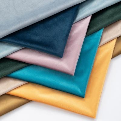 China Factory Direct 210gsm Embossed Upholstery Corduroy Holland Velvet Fabric Plain Style Tricot Knitted Colorful for Sofa Cushion for sale