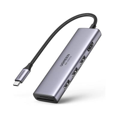 中国 6-in-1USB C to USB Hub 4K@60Hz アダプター 3 USB 3.0 ポート SD/TF カードリーダー マルチポート ドングル C タイプ アダプター 販売のため