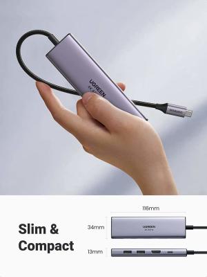 China 6-in-1USB C to USB Hub 4K@60Hz Adapter with 3 USB 3.0 Ports SD/TF Card Reader Multiport Dongle Type C Adapter for sale