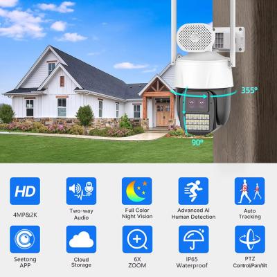 China Smart AI HD 4MP 360 Ptz Camera 4G Smart AI HD 1080P 360 Ptz Camera  Dual Lens Night Vision CCTV 4G PTZ Camera for sale