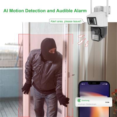 China 4mp Dual Lens Smart Wireless Camera CCTV Human Tracking Dual Light Night Vision Two Way Audio WIFI Securirty Camera for sale