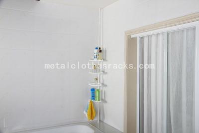 China Simple DIY Adjustable Pole Bathroom Corner Shelf Home Furniture with Powder Coated Tube for sale
