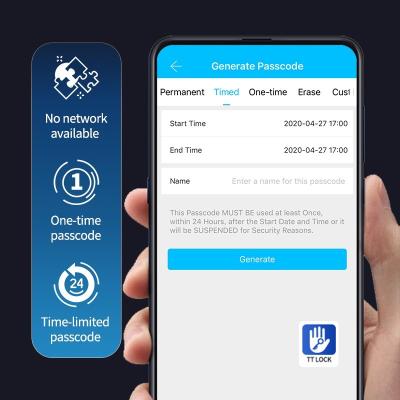 중국 POLYMATH TT App 실린더 스마트 프론트 도어 잠금 나무 도어 코드 APP 지문 잠금 해제 방법 판매용