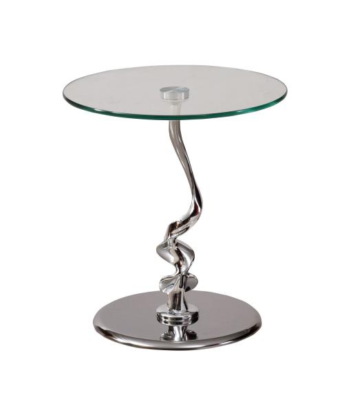 Quality PC50G Twisted Chrome Clear Glass Side Table for sale
