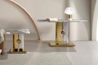 China T1029 Luxury Console Table Two-Tone Gold & Chrome Marble Console Table for sale