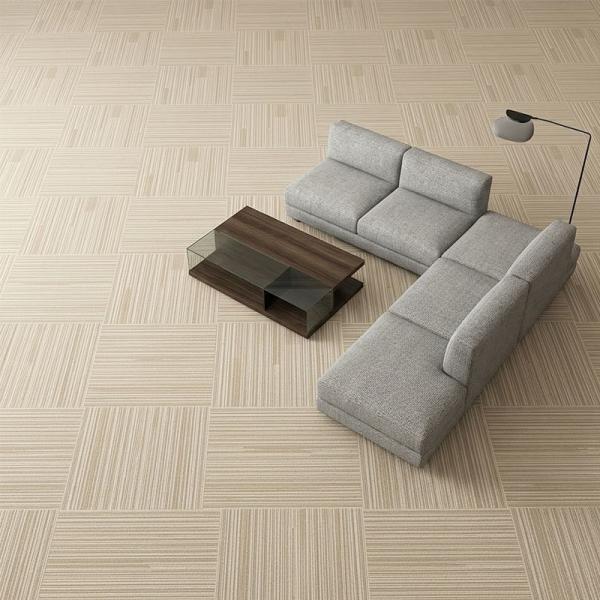 Quality Printed Nylon Carpet Tile Beige Vertical Linear Textured Nylon Carpet for sale