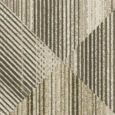 China Neutral Green Carpet Tiles 50cmx50cm Linear Textured Geometric Carpet Tile for sale