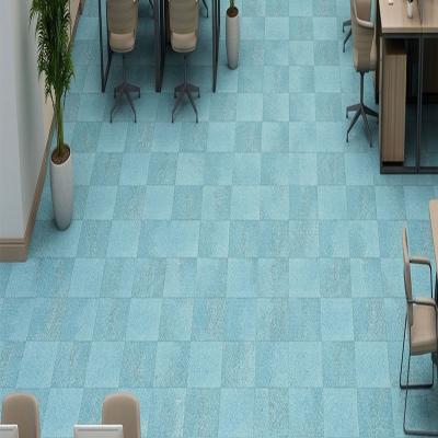 China Turquoise Speckled Textured Carpet Tile 100 Percent Nylon Carpet Tiles for sale