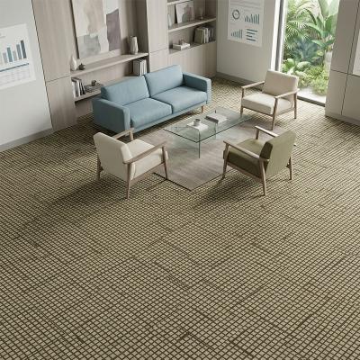 China Muted Brown Abstract Brushstroke Nylon Carpet Tile With Antibacterial Treatment for sale