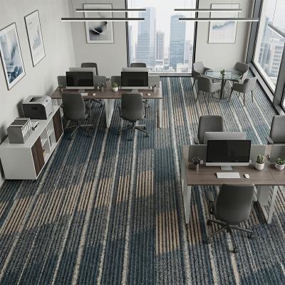 China Blue And Beige 100% Nylon Commercial Carpet Tile With Vertical Stripe for sale