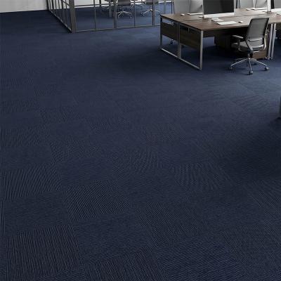 China Navy Blue PP Carpet Tile Fireproof Residential Carpet Tiles for sale