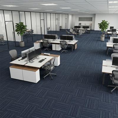 China Deep Blue PP Carpet Tile Wear Resistant Carpet Squares For Office for sale