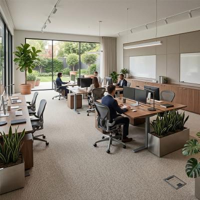China Pale Beige Mottled PP Carpet Tile PVC Backing Garage Carpet Tiles for sale