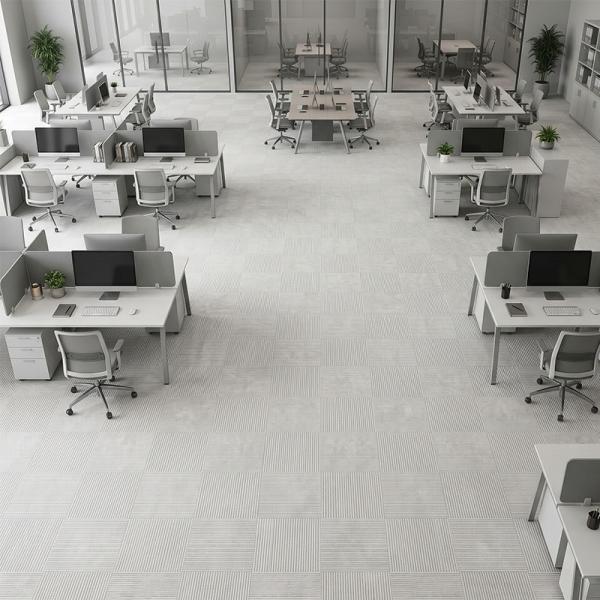 Quality 1/12 Gauge Commercial Carpet Tile Light Grey 60x60 Industrial Carpet Squares for sale