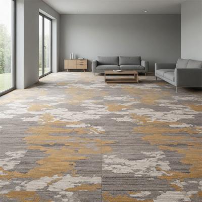 China Grey Gold Cloudscape PP Carpet Tile High Density Tile Carpet Squares for sale