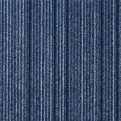 China Dark and Light Blue Heathered Vertical Stripes Antibacterial PP Carpet Tile for Schools with High-Density Tufting for sale