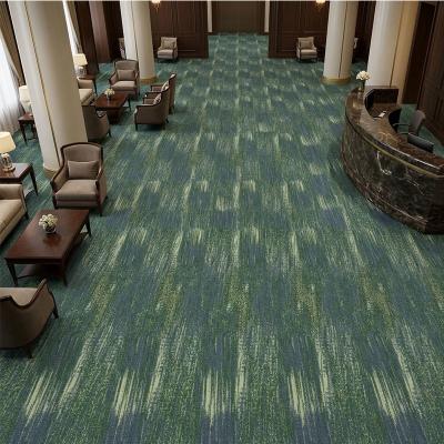China Green & Blue Abstract Vertical Brushstroke Pattern PVC Backed Nylon Carpet Squares Waterproof Executive Offices for sale