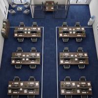 China Navy Geometric Patchwork Linear Texture Pattern PP Carpet Tile 1/12 Gauge B1 Fireproof Office Flooring for sale
