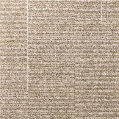 China Beige Geometric Horizontal Ribbed Patch Texture PP Carpet Tile Anti slip Durable High Traffic Mall Floor for sale