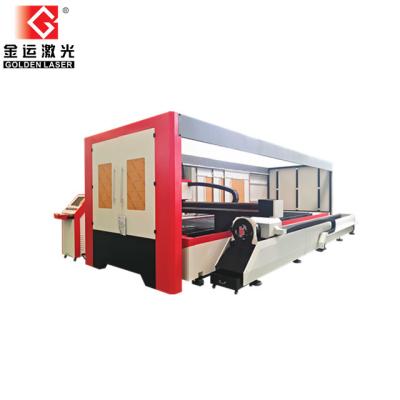 China 2500w Enclosed Pallet Table Fiber Laser Sheet And Tube Cutting Machine Price GF-1530JHT for sale