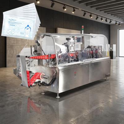 China High Speed Single Pack Makeup Remover Wet Wipe Packaging Machine Four Side Sealing Sachet Line for sale