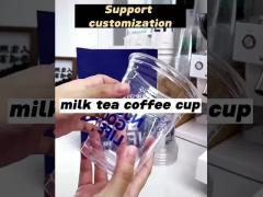Biologisch afbreekbare PLA Plastic Cup 550ML gedrukt logo koude drankbekers met deksel