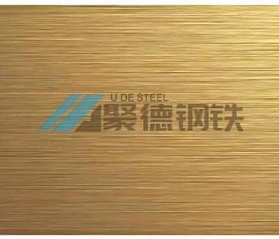 China SS304 Brushed Champagne Gold Colored Stainless Steel Sheet with High Corrosion Resistance for Decorative Applications for sale